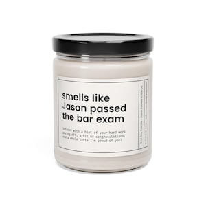 Personalized Bar Exam Gift, Passed Bar Exam Candle, Gift for Passing ...