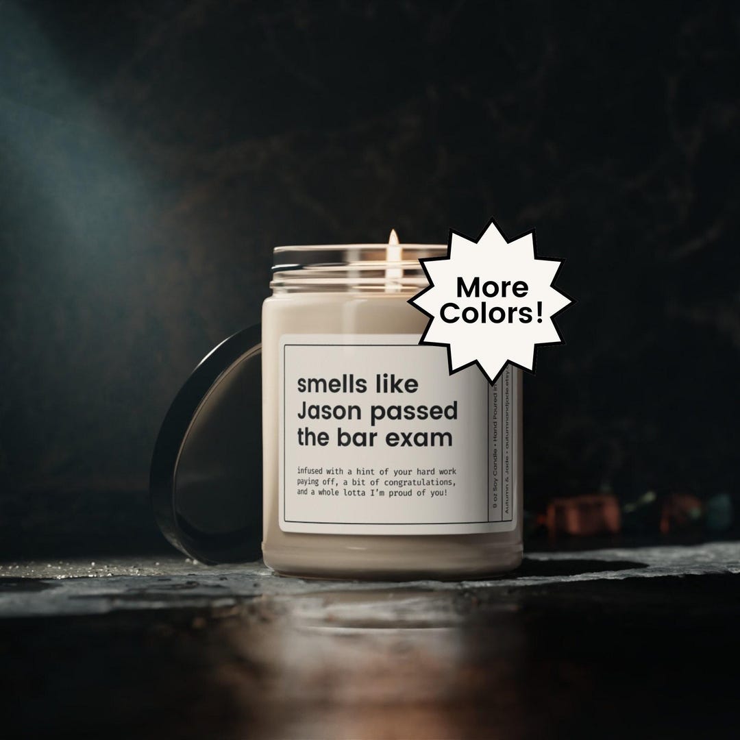 Personalized Bar Exam Gift, Passed Bar Exam Candle, Gift for Passing ...