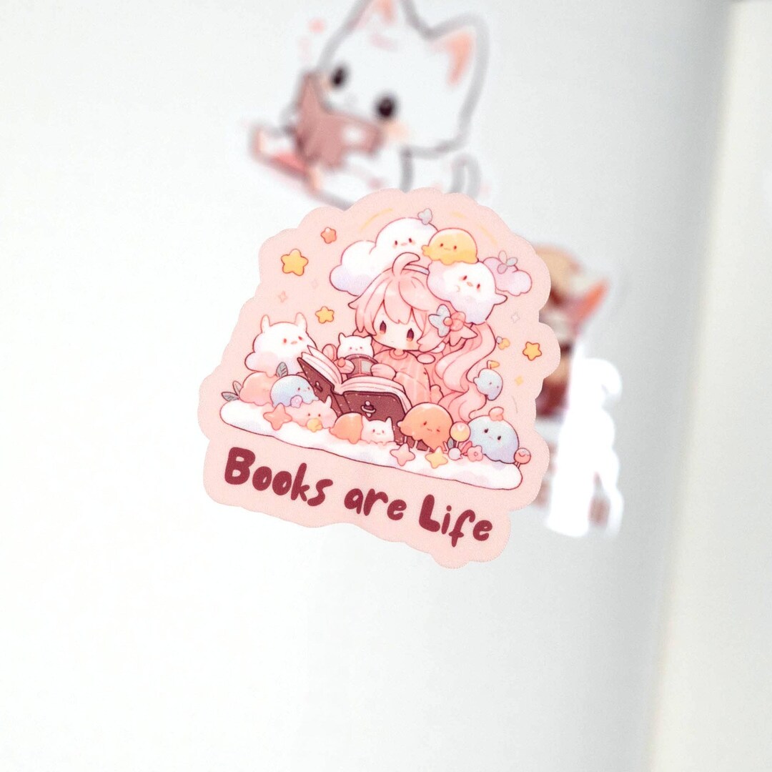 Cute Anime Girl Reading Book Sticker - Etsy