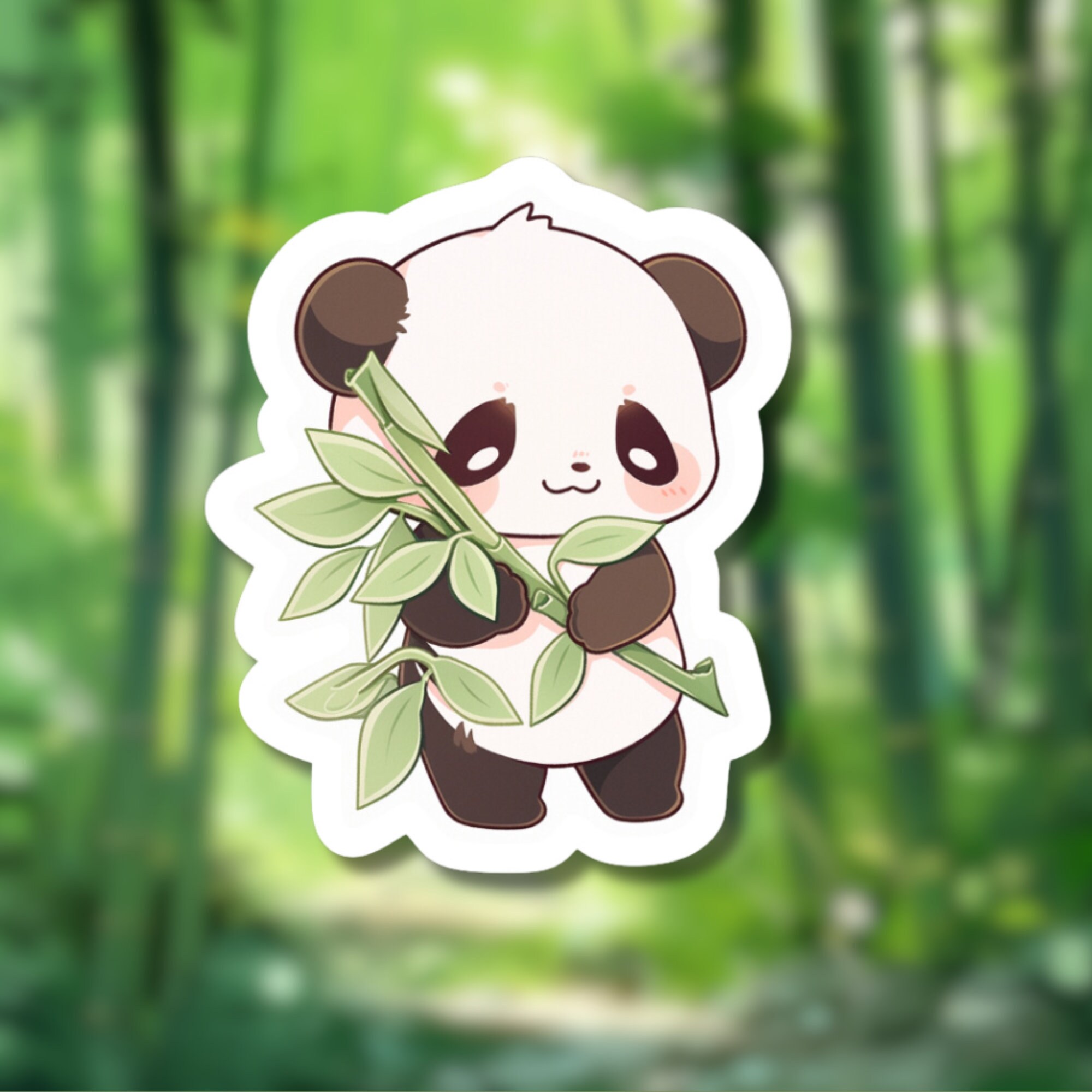 Cute Anime Panda Holding Bamboo Sticker Anime Animal - Etsy