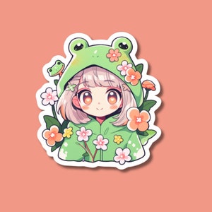 Cute Anime Girl Frog Sticker Kawaii Sticker V2 - Etsy