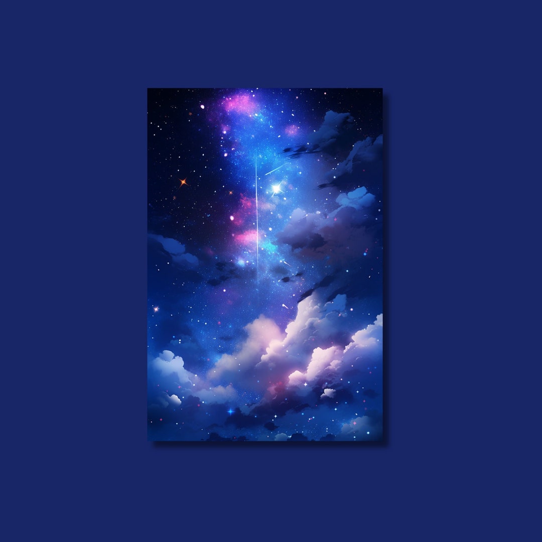 Anime Style Starfield Illustration Art Print Cosmic, Beautiful ...