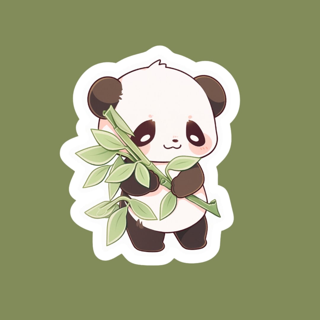 Cute Anime Panda Holding Bamboo Sticker, Anime Animal - Etsy