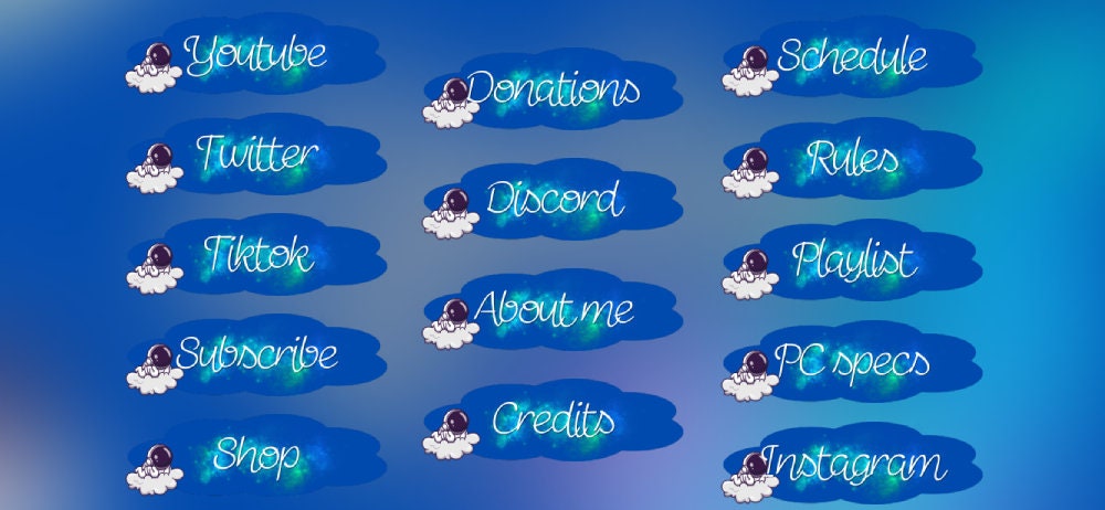 Twitch Stream Animated Overlay, Scene, Space Universe, and Astronaut, 4 ...