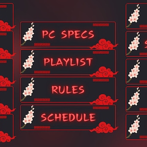 Twitch Stream Overlay, Scene, Japanese Universe, Red, (4 Scenes + 14 ...