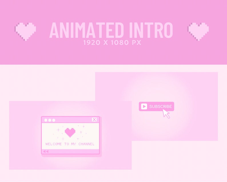 Ready to Use Cute Pink Kawaii Gamer Youtube Channel Kit | Intros ...
