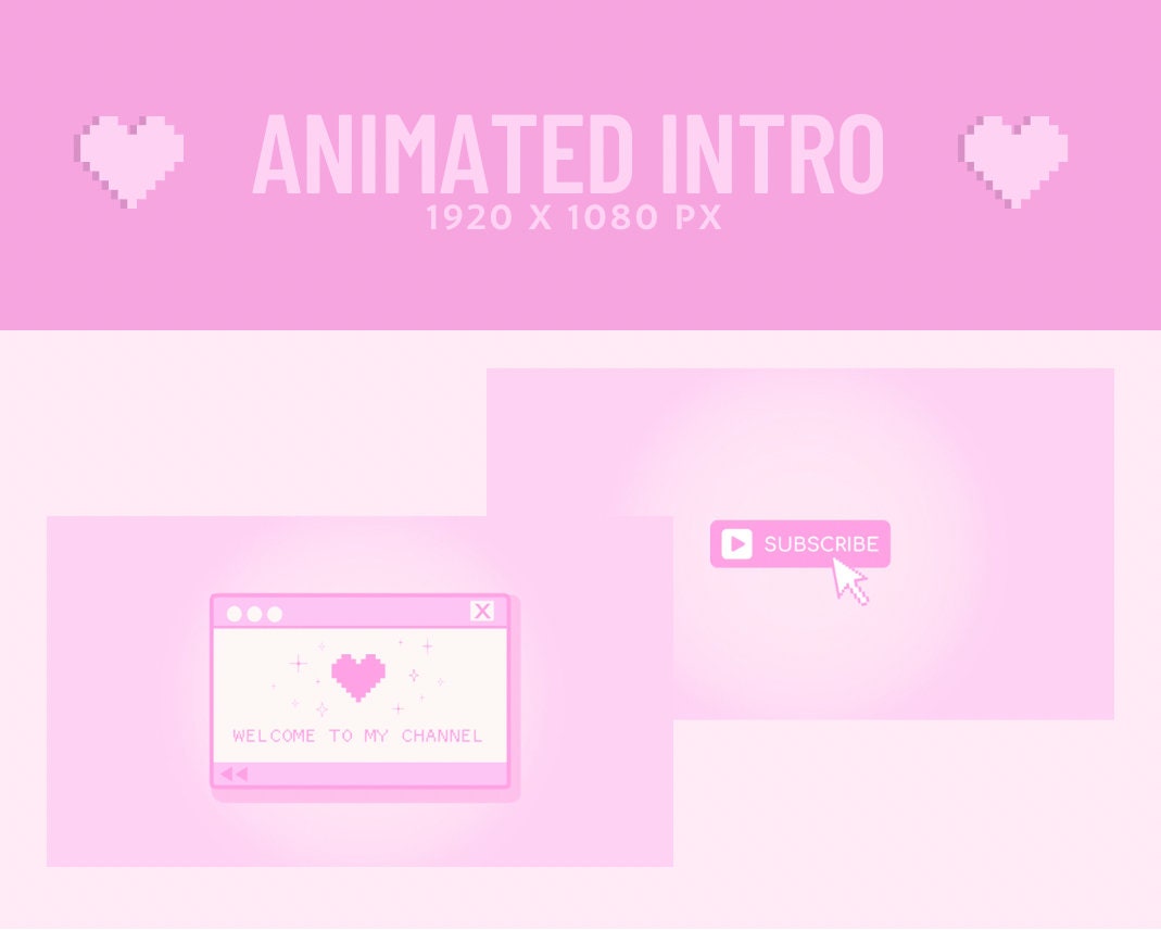 Ready to Use Cute Pink Kawaii Gamer Youtube Channel Kit | Intros ...