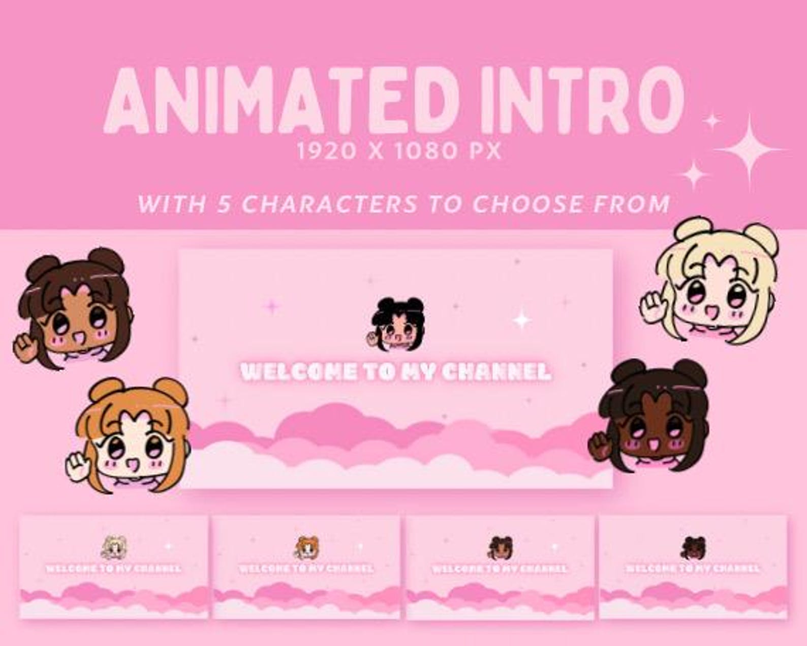 Ready to Use Cute Pink Kawaii Youtube Channel Kit | Intro / Loading ...