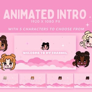 Ready to Use Cute Pink Kawaii Youtube Channel Kit | Intro / Loading ...