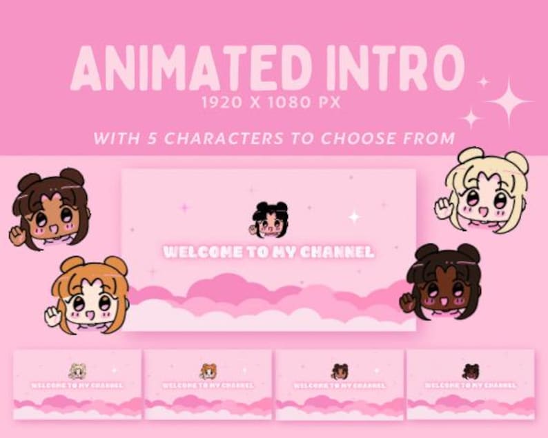 Ready to Use Cute Pink Kawaii Youtube Channel Kit | Intro / Loading ...