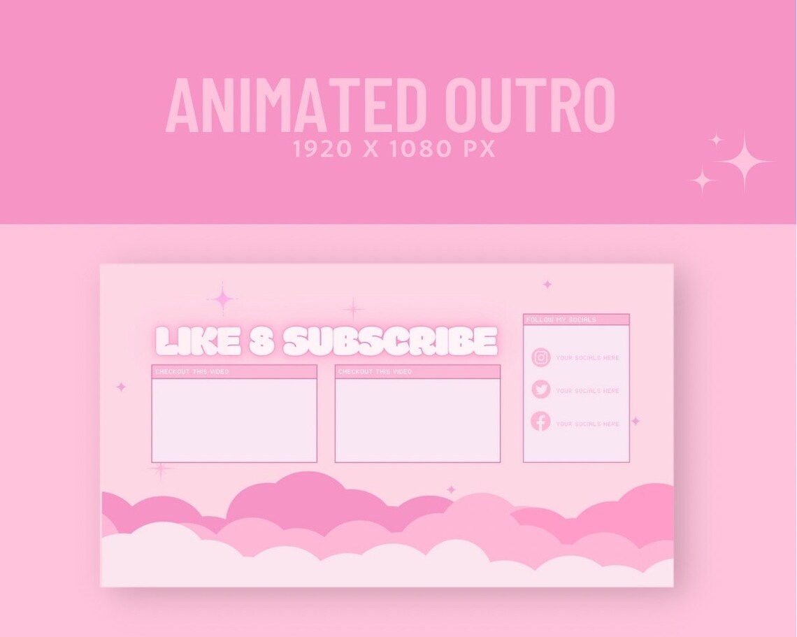 Personalized Kawaii Youtube Channel Kit Intro / Outro / Loading Video ...