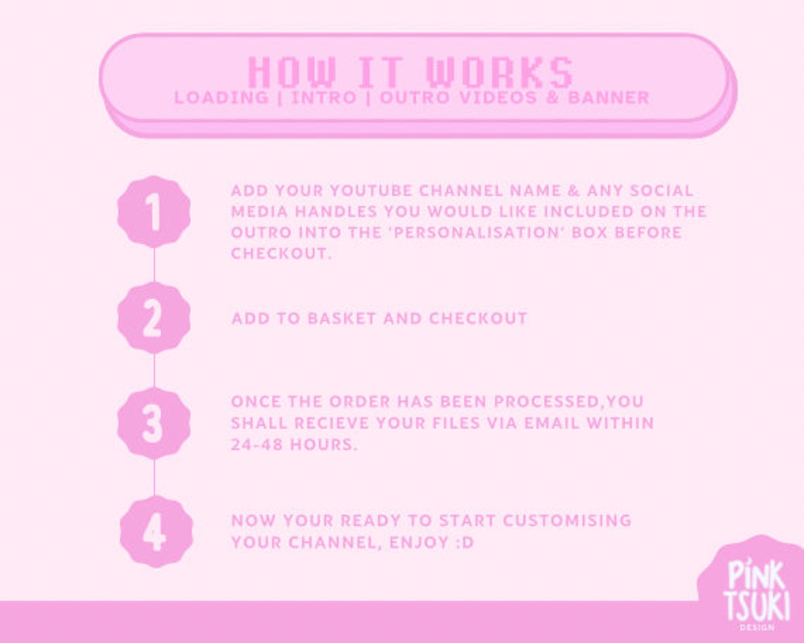 Custom Pink Kawaii Gamer Style Youtube Channel Kit | Intros / Loading ...