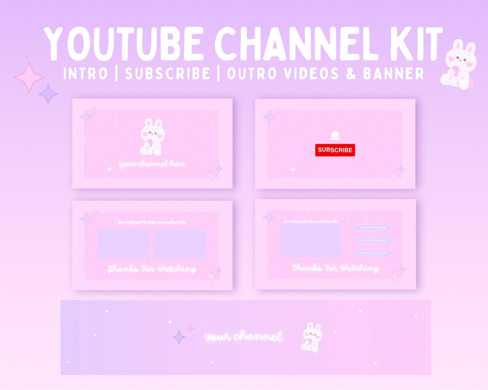 Personalised Cute Youtube Channel Kit | Intro / Outro & Channel Banner ...