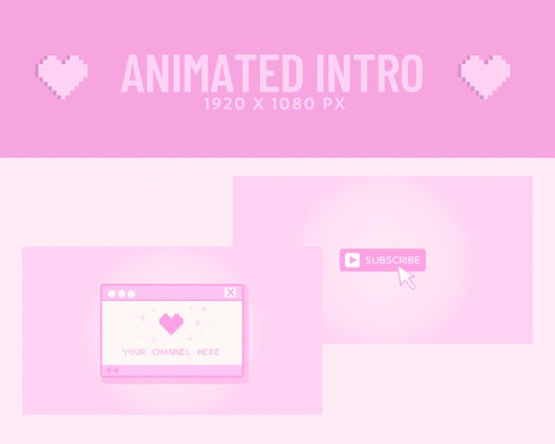 Custom Pink Kawaii Gamer Style Youtube Channel Kit | Intros / Loading ...