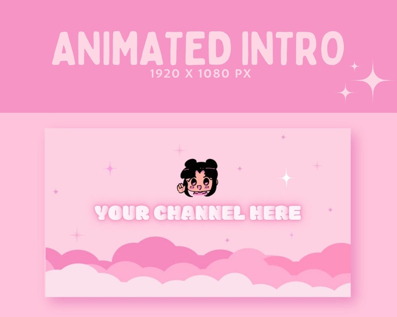 Personalized Kawaii Youtube Channel Kit | Intro / Outro / Loading Video ...
