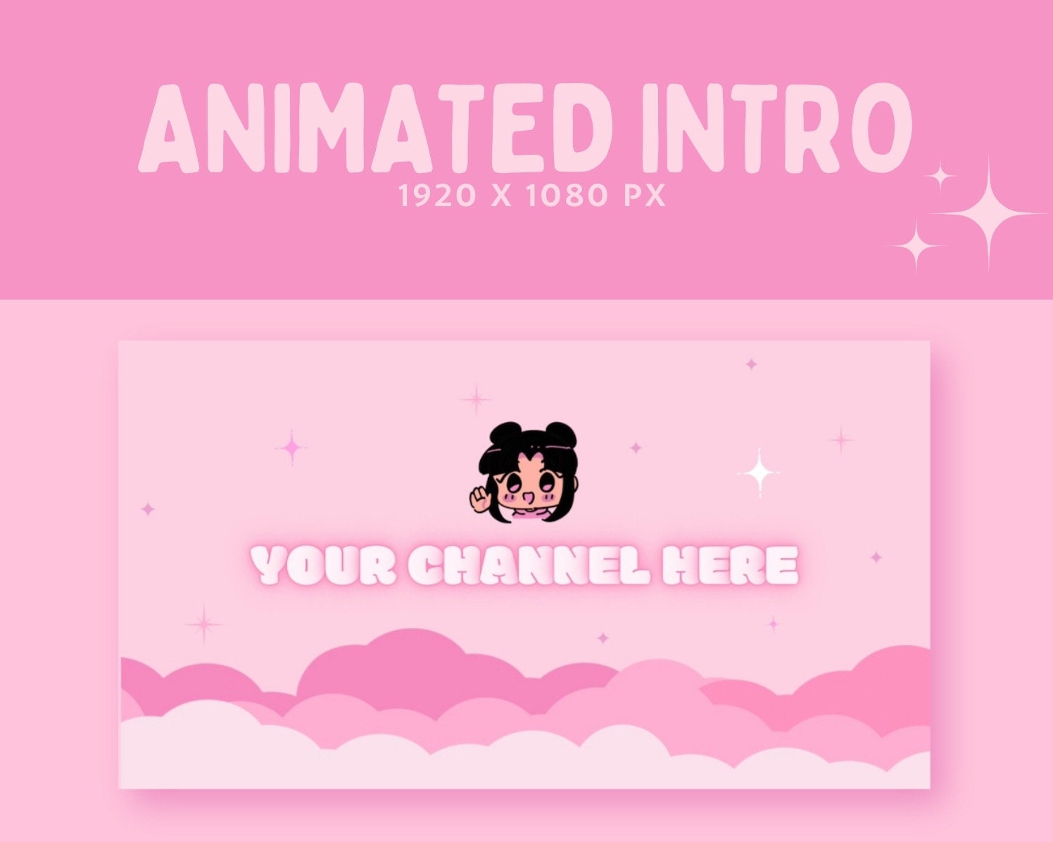 Personalized Kawaii Youtube Channel Kit | Intro / Outro / Loading Video ...