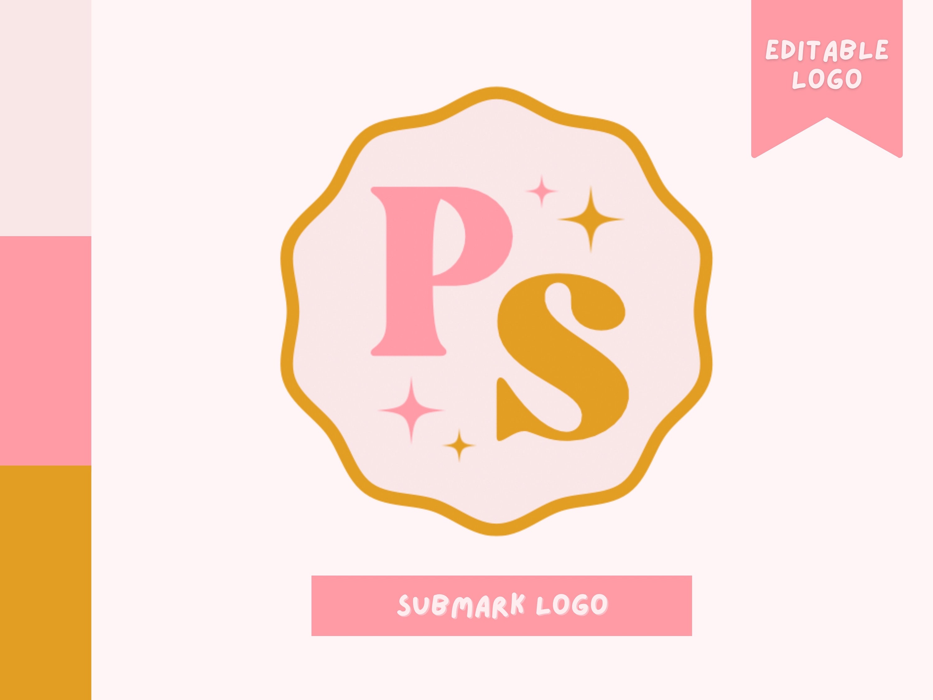 5 Editable Cute Small Business Logos, Pink Pastel Editable Logo ...