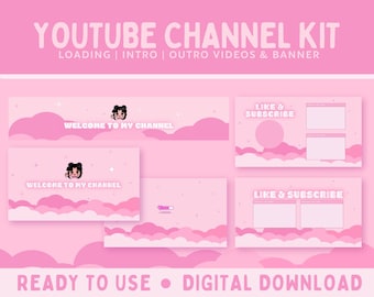 Custom Pink Kawaii Gamer Style Youtube Channel Kit | Intros / Loading ...