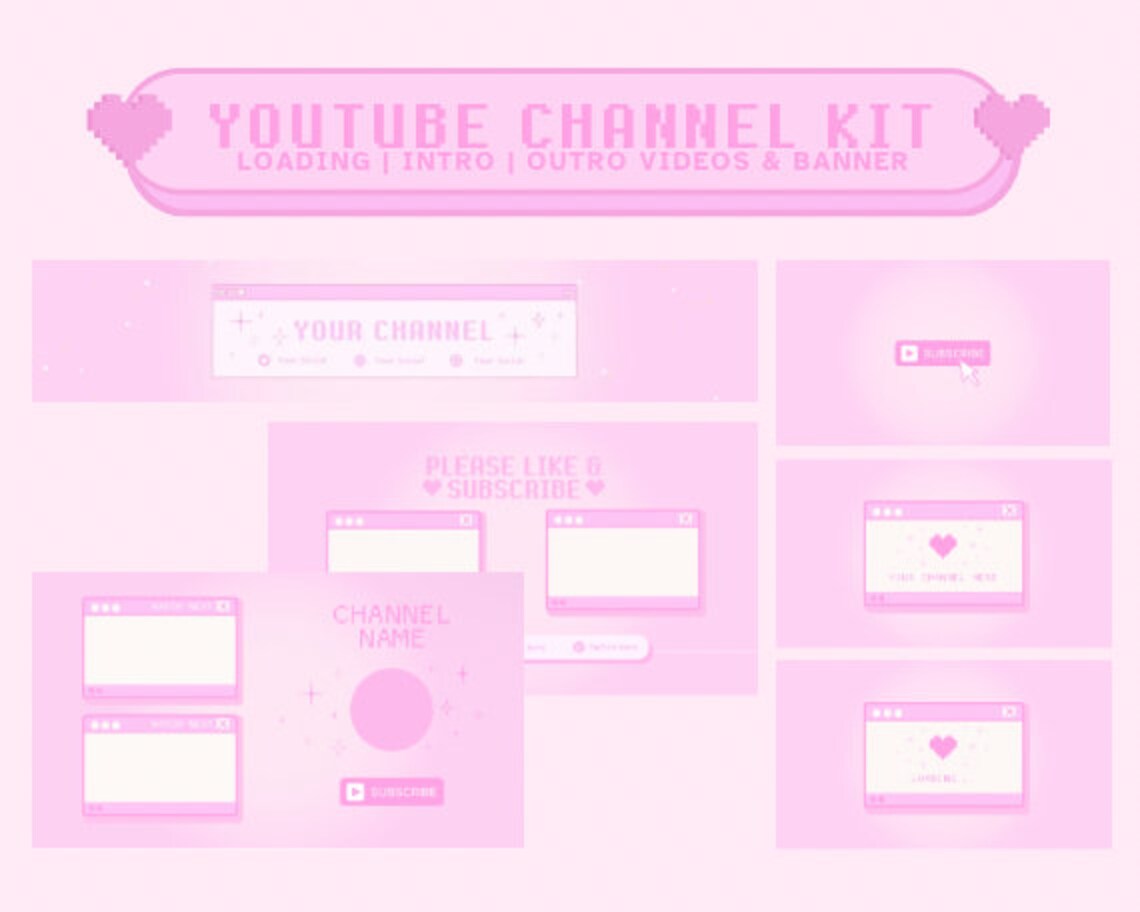 Custom Pink Kawaii Gamer Style Youtube Channel Kit | Intros / Loading ...