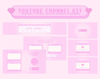 Personalized Kawaii Youtube Channel Kit | Intro / Outro / Loading Video & Banner | Cute Custom ...
