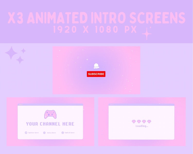 Cute Youtube Custom Channel Kit | Intros / Endscreens / Banner ...