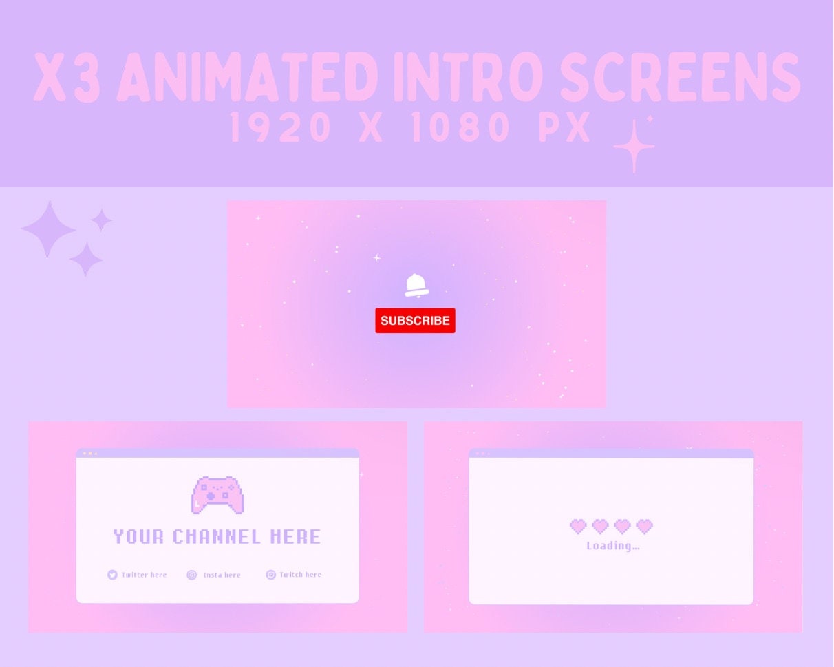Cute Youtube Custom Channel Kit | Intros / Endscreens / Banner ...