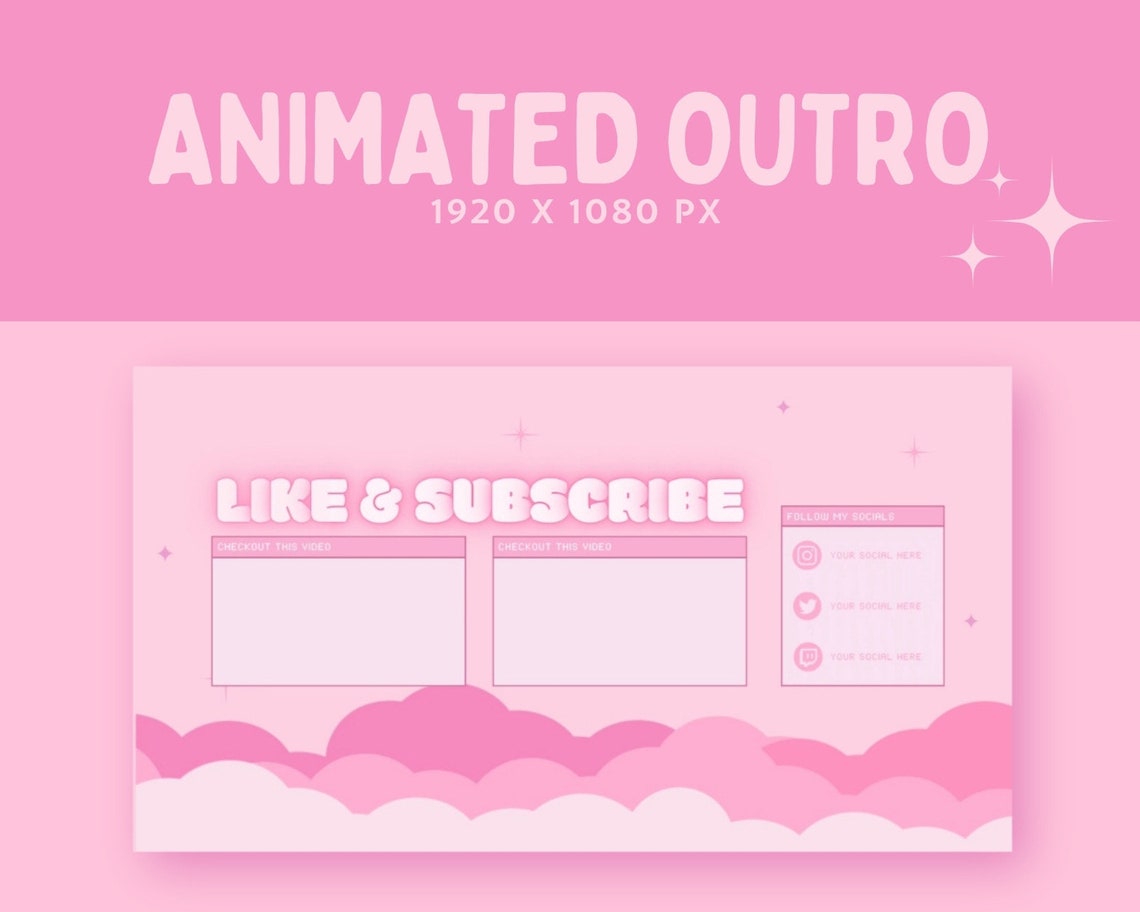 Personalized Kawaii Youtube Channel Kit | Intro / Outro / Loading Video ...