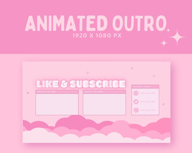 Personalized Kawaii Youtube Channel Kit | Intro / Outro / Loading Video ...