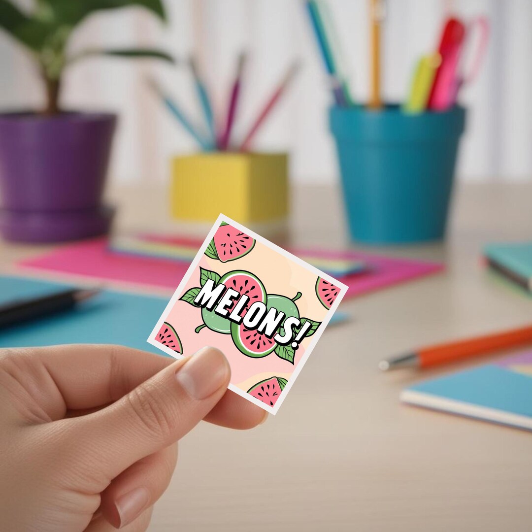 Fun Die Cut Word Stickers, Humorous Laptop Decals Cute Melon! Sticker ...