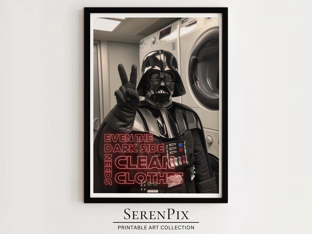 Funny Darth Vader Print, Printable Wall Art for Laundry Room, Funny ...