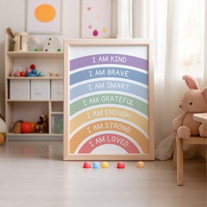 Rainbow Affirmations Wall Art, Digital Prints for Kids, Inspirational ...