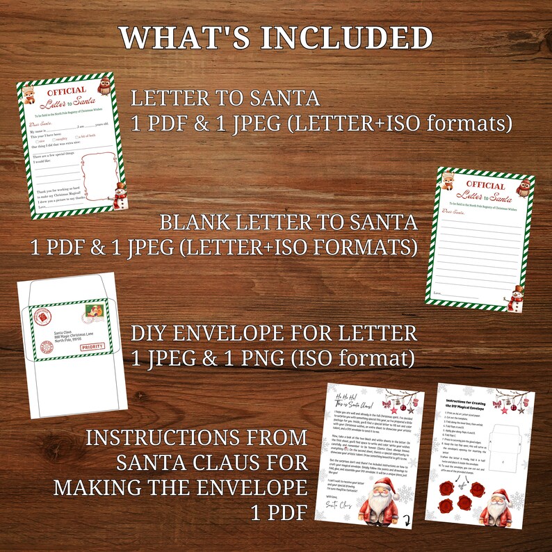 Printable Letter to Santa Kit: Kids Christmas Wish List (digital ...