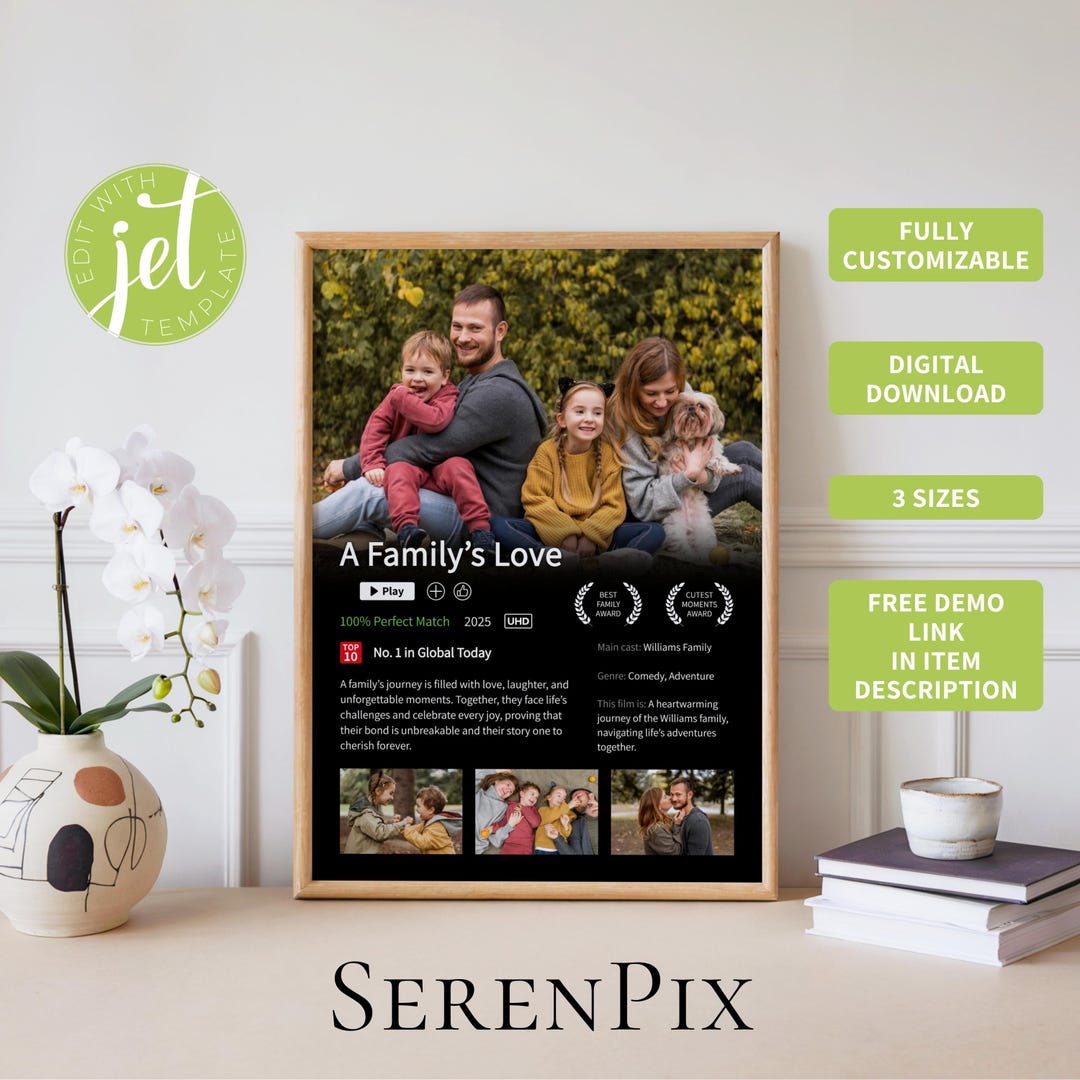 Custom Family Movie Poster: Personalized Photo Keepsake (digital ...