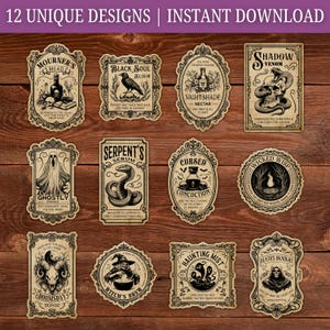 Wizard Potion Labels, Vintage Apothecary Labels, Potion Labels Stickers ...