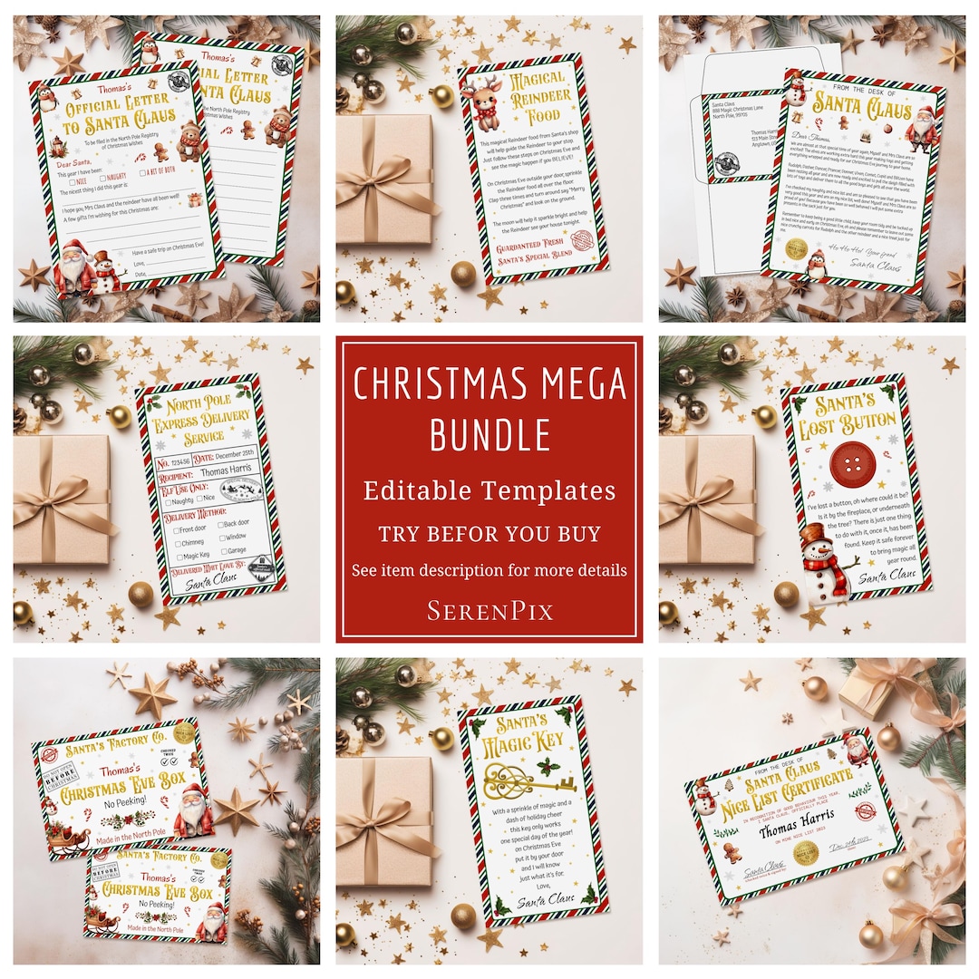 Editable Santa Letter Bundle: Christmas Eve Kit (printable) - Etsy