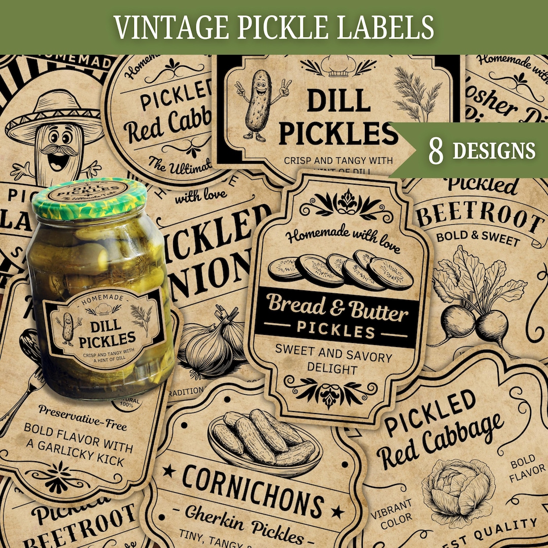 Pickle Labels, Homemade Pickle Labels, Christmas Pickles, Pickle Jar ...