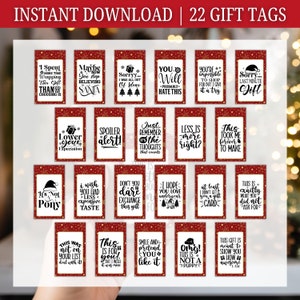Printable Funny Christmas Gift Tags, Set of 22, Christmas Tag Bundle ...