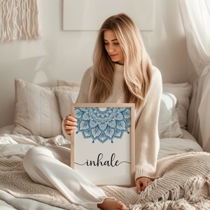 Inhale Exhale Wall Art, Set of 2 Prints, Mental Health Poster, Mandala ...