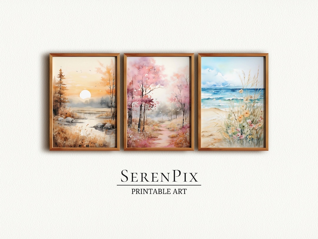 Watercolor Landscape Prints Set: Nature Wall Art (digital Download) - Etsy