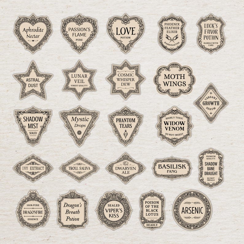 Editable Apothecary Labels Bundle: Potion Stickers, Wizard Party ...