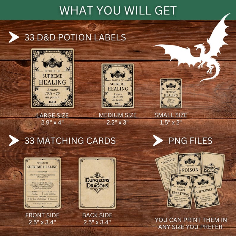 D&D Potion Labels: Printable Dungeons and Dragons Stickers + Matching ...