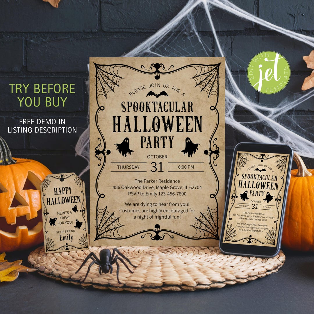 Editable Halloween Party Invitation, Spooktacular Invite, Costume Party ...