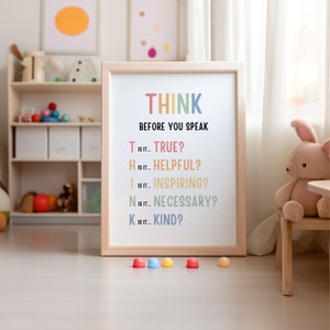Think Before You Speak, Inspirational Posters, Classroom Decor, Digital ...