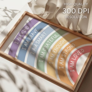 Rainbow Affirmations Wall Art, Digital Prints for Kids, Inspirational ...