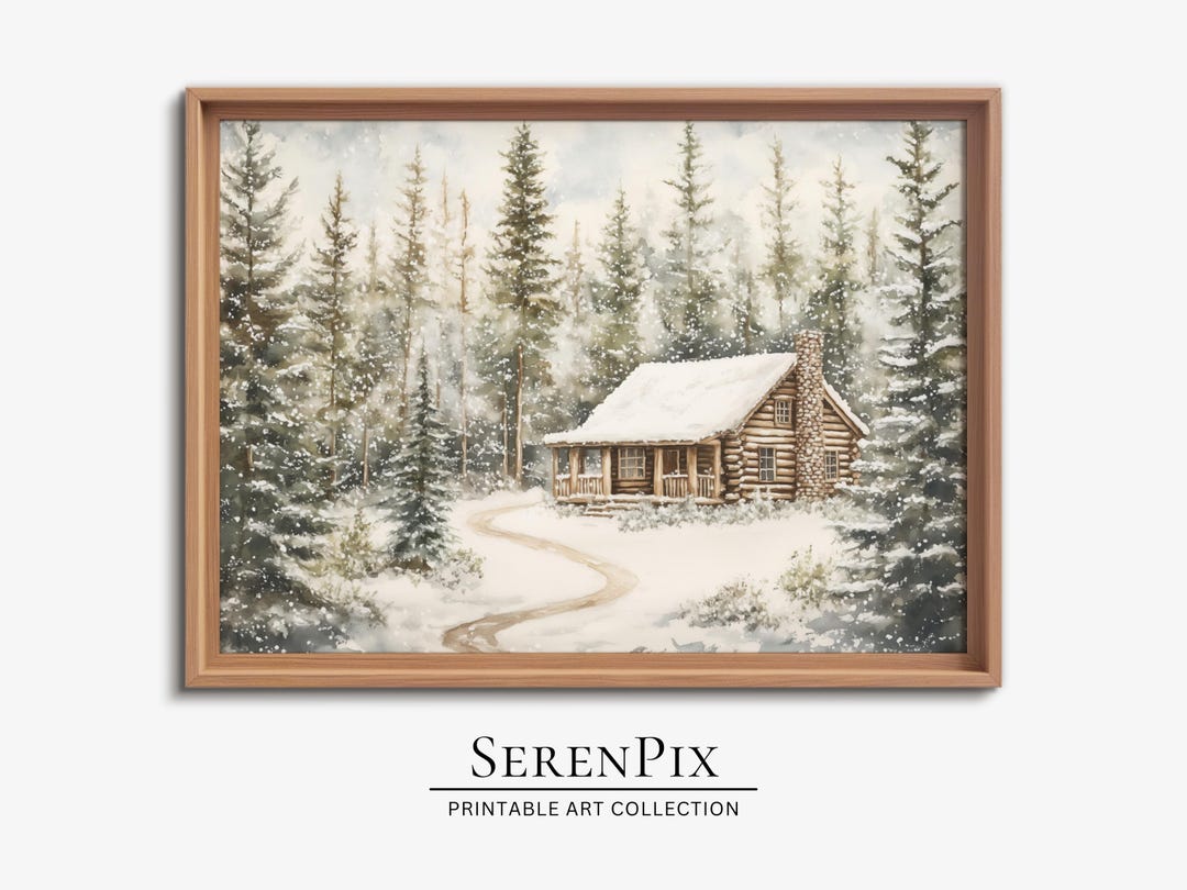 Snowy Cabin Wall Decor, Cozy Christmas Decor, Winter Cabin, Christmas ...