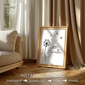 Just Breathe Wall Art, Yoga Poster, Meditative Decor, Affirmation ...