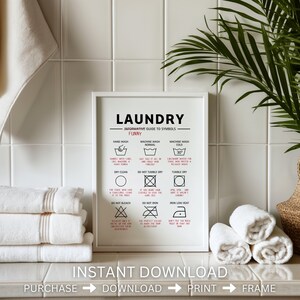 Funny Laundry Care Guide, Laundry Symbols Print, Printable Wall Art for ...