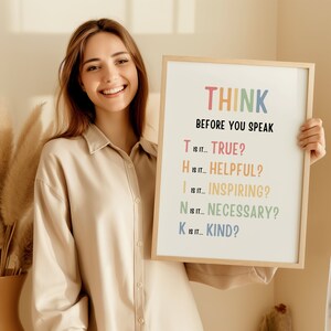 Think Before You Speak, Inspirational Posters, Classroom Decor, Digital ...