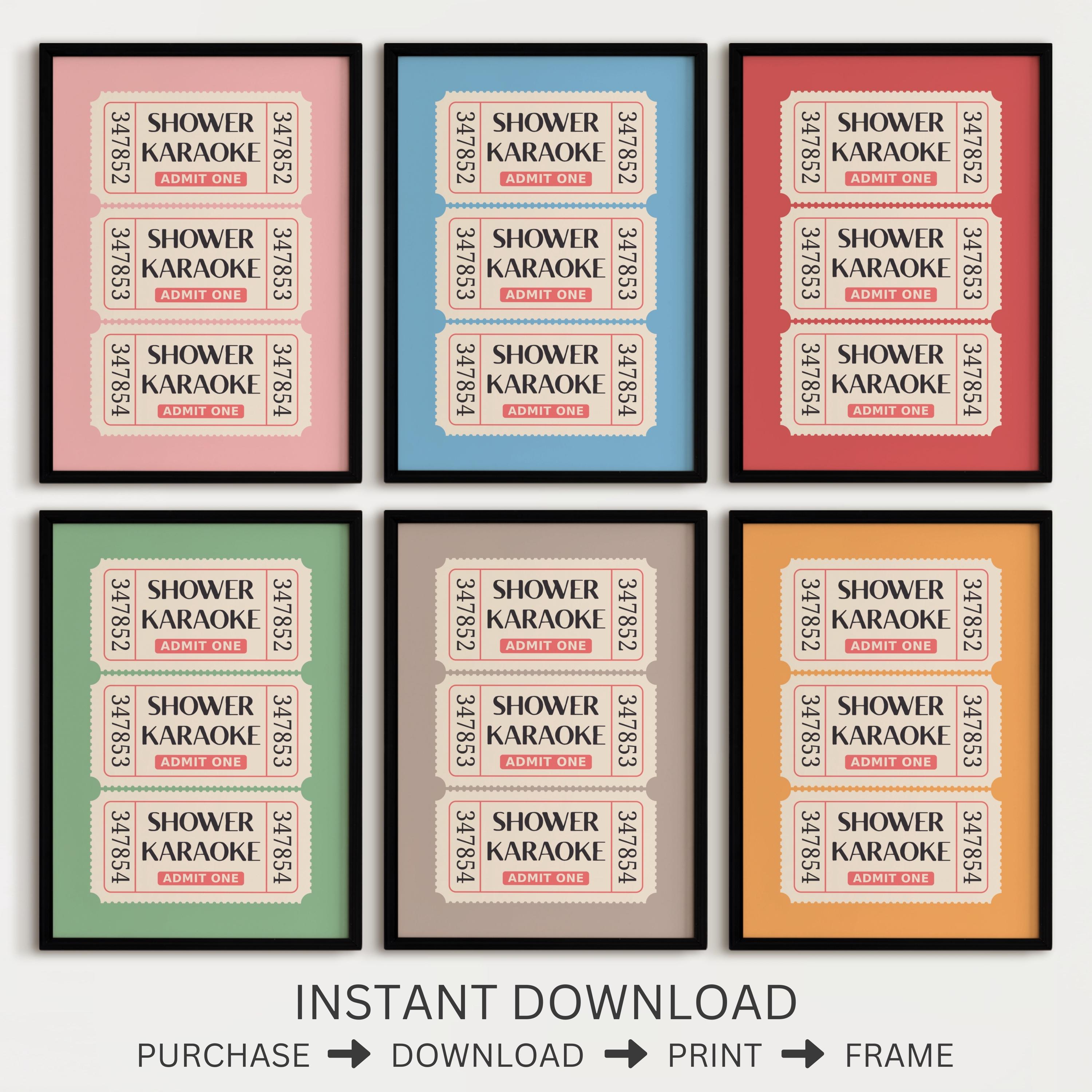 Shower Karaoke Ticket Print: Retro Bathroom Wall Art (digital Download ...