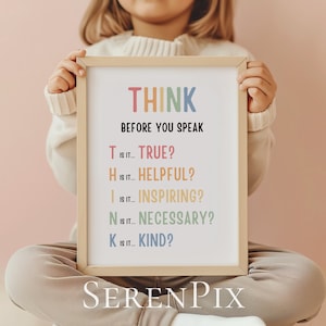 Think Before You Speak, Inspirational Posters, Classroom Decor, Digital ...